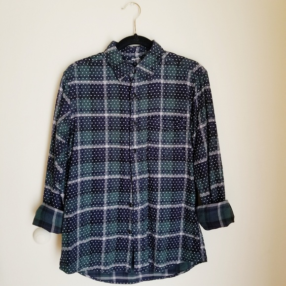 Tops | Mickey Mouse Patterned Blue Green Plaid Flannel | Poshmark